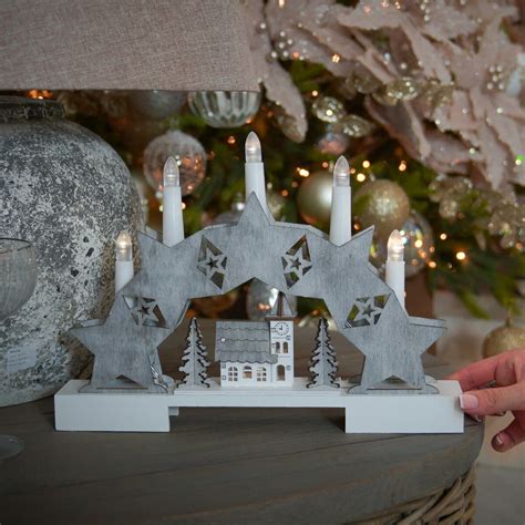 32cm Christmas Star Candle Bridge Warm White Leds