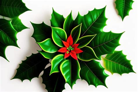 Premium Ai Image Top View Of Green Leaves Poinsettia Shrub Plant