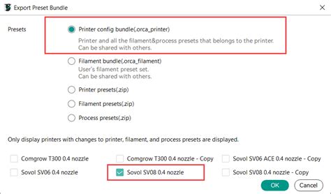 sv06 ace orcaslicer import configuration file windows sovol 3d