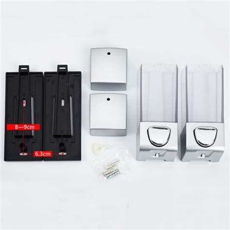 더블 헤드 벽 장착 수동 프레스 비누 디스펜서 샴푸 병 핸드 워시 바디 워시 디스펜서 색상 흰색