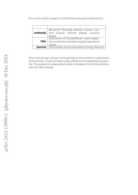 Pdf Evaluation Of Dunkelflaute Event Detection Methods Considering