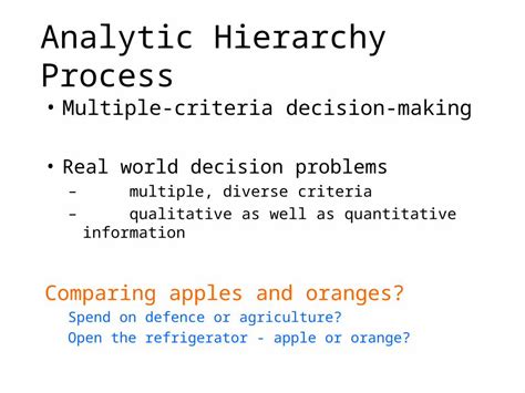 ppt analytic hierarchy process multiple criteria decision making real