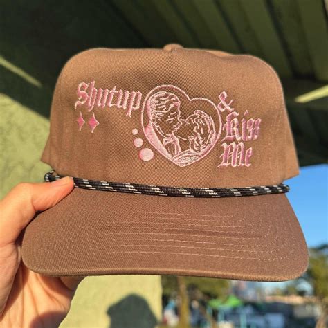 Shut Up And Kiss Me Embroidered Snapback Brown And Pink Made To Order Hat