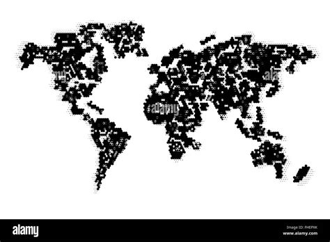 Abstract Computer Graphic World Map Of Blue Round Dots Stock Photo Alamy