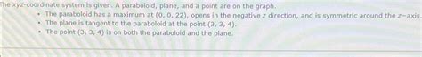 Solved The Xyz Coordinate System Is Given A Paraboloid