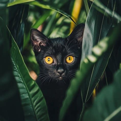 Black Cat Green Yellow Eyes