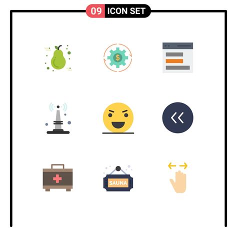 Set Of 9 Vector Flat Colors On Grid For Iot User Make Interface Communication Editable Vector