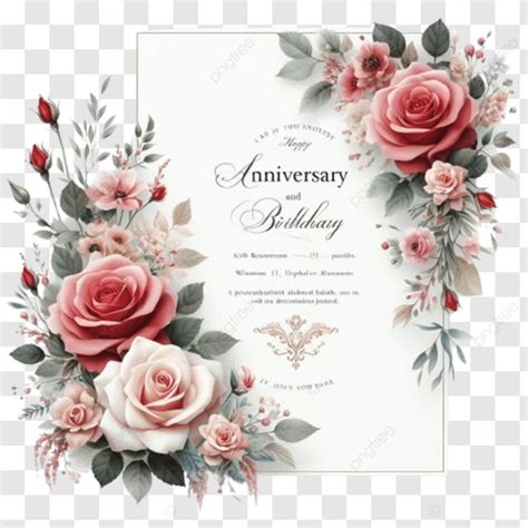 수채화 꽃과 결혼 기념일 또는 생일 카드 아름다운 초대 수채화 꽃 카드 Png 일러스트 및 이미지 에 대한 무료 다운로드 Pngtree