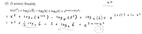 solved 2 5 points simplify in e loga 6 log2 8