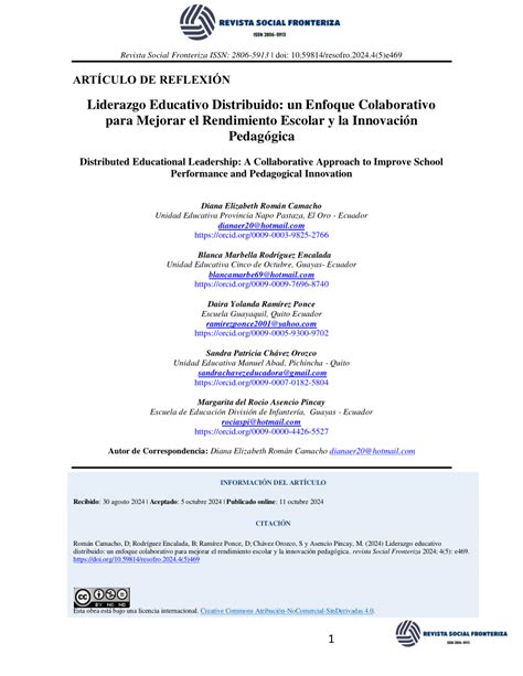 Pdf Liderazgo Educativo Distribuido Un Enfoque Colaborativo Para