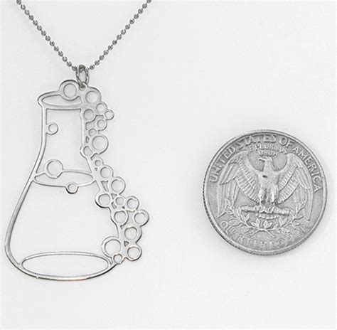 Erlenmeyer Flask Silver Necklace Delftia Science Jewelry