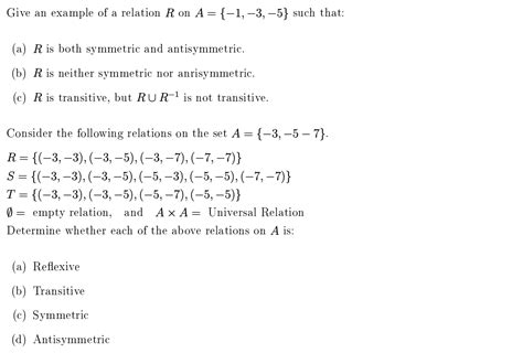 Solved Give An Example Of A Relation R On A Chegg Com