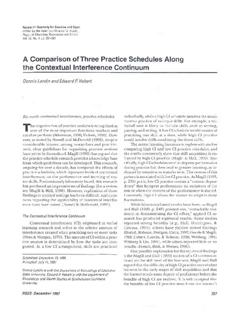 Pdf A Comparison Of Three Practice Schedules Along The Contextual