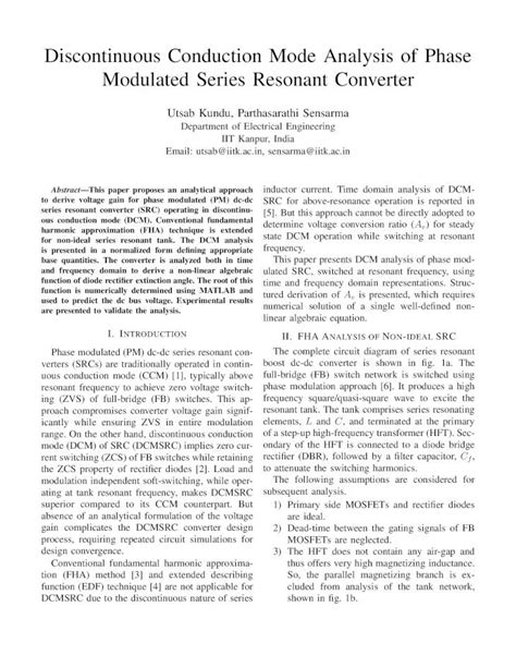 Pdf Discontinuous Conduction Mode Analysis Of Phase … Conduction Mode