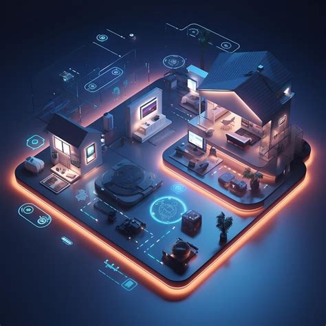 Premium Photo Concept Of Home Devices On Multiple Houses Conected