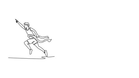 Animated Self Drawing Of Continuous Line Draw Young Male Sprinter