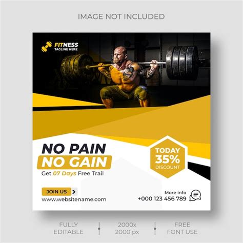 피트니스 소셜 미디어 및 인스타그램 포스트 템플릿 무료 Psd 파일