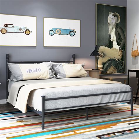 Metal Platform Queen Bed Frame Bed Box Spring Replacement W