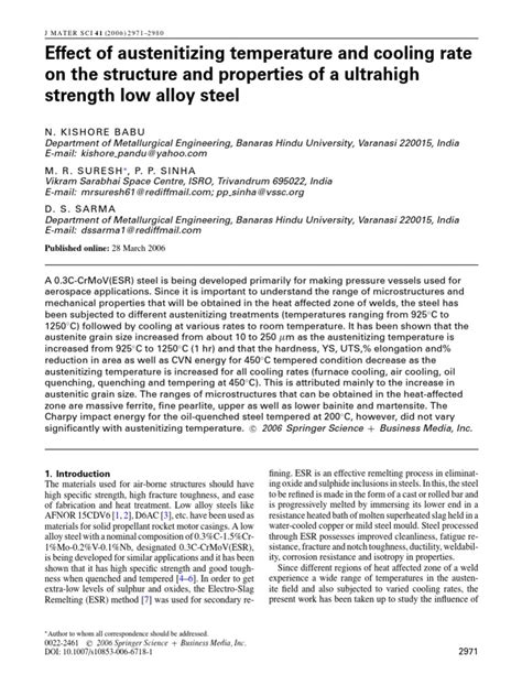 Effect Of Austenitizing Temperature And Cooling Rate On The Structure