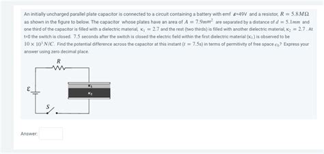 Solved An Initially Uncharged Parallel Plate Capacitor Is Chegg