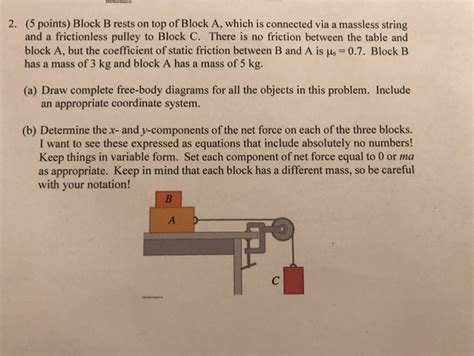 solved 2 5 points block b rests on top of block a which