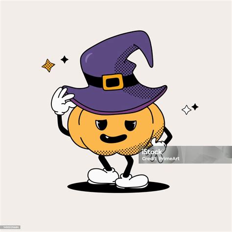 모자를 쓴 신사 호박 캐릭터 만화 호박 마스코트 빈티지 스타일 재미있는 할로윈 벡터 일러스트레이션 0명에 대한 스톡 벡터 아트 및 기타 이미지 Istock