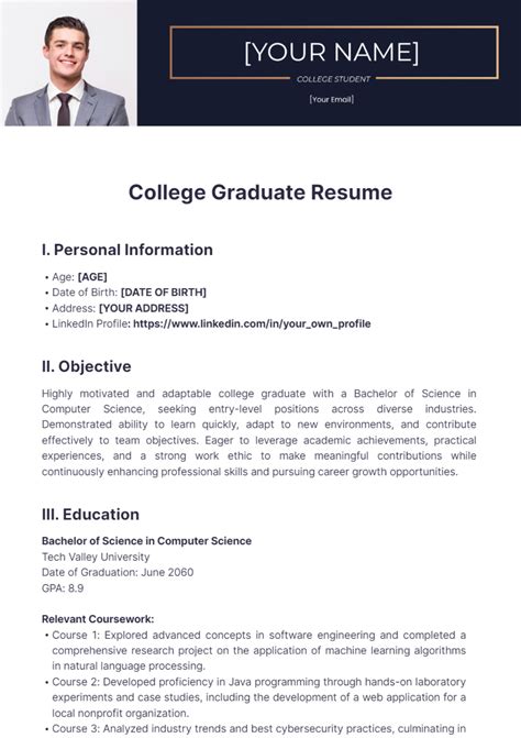 Free College Resume Templates To Edit Online And Download