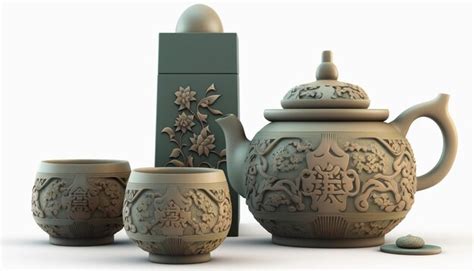 Premium Photo Exquisite Chinese Jade Tea Set On A White Background
