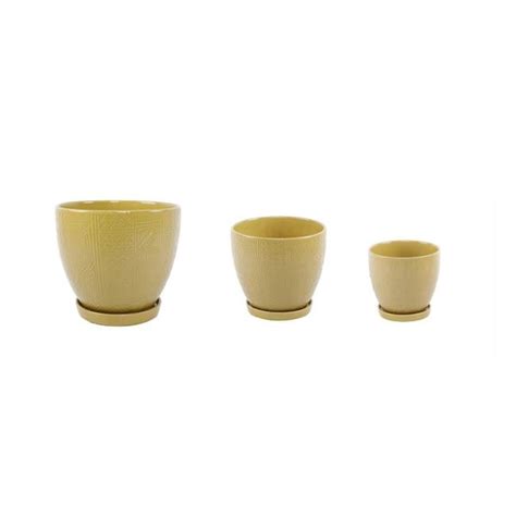Flora Bunda Ct2038e3 Mustard 10 8 6 75 Gl Mustard Hiero Ceramic Pot