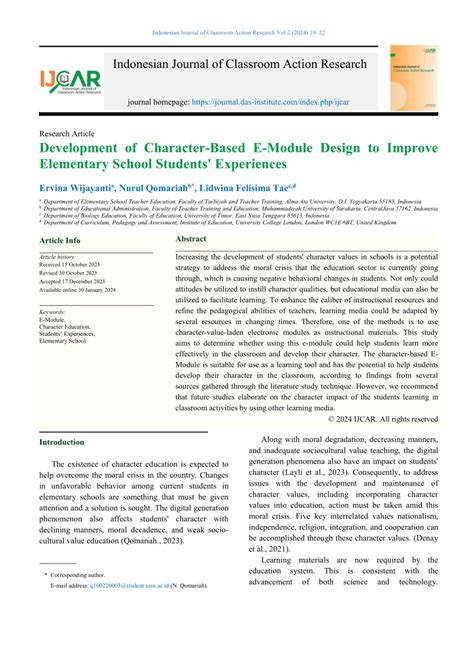 pdf development of character based e module design to improve