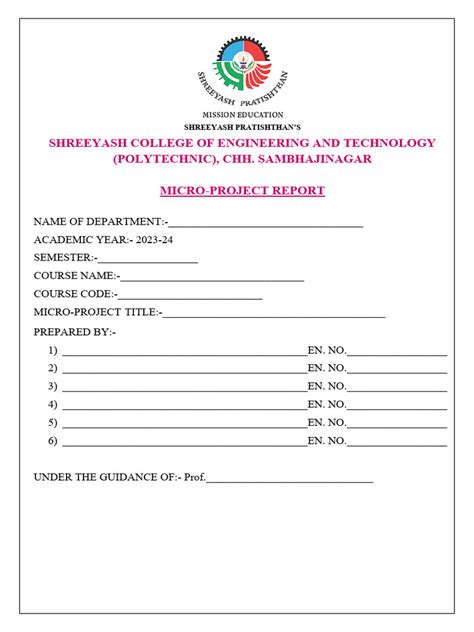 microproject report format download free pdf information prototype