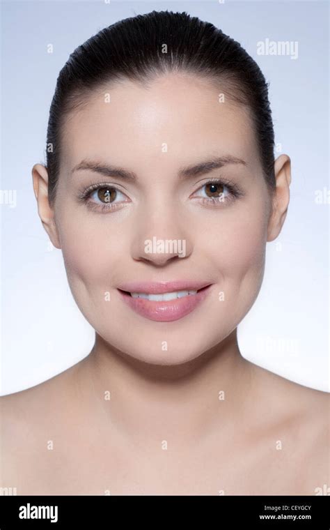 Step By Step Make Up Before And After Female Brunette Hair Off Her Face