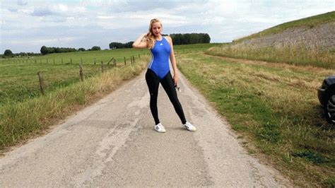 Rover Revving In Swimsuit With Shiny Lycra Pants Hot Car Girls Clips Sale