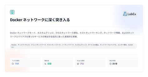 docker ネットワークモードのマスター：ブリッジ、ホスト、ノーネット、およびサービスの検出 labex