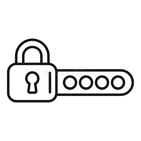 New Password Lock Icon Outline Vector Secure Message Stock Vector Illustration Of