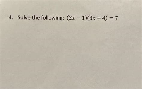 solved 4 solve the following 2x 1 3x 4 7im so