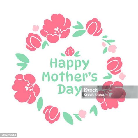 꽃꽂이 분홍색 꽃과 잎의 화환 식물 봄 벡터 일러스트 레이 션은 어머니의 날 인사말 카드 디자인에 대 한 흰색 배경에 고립되어 있습니다 0명에 대한 스톡 벡터 아트 및 기타