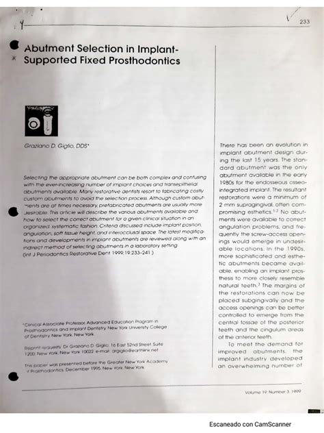 Abutment Selection In Implant Supported Fixed Prosthodontics Pdf