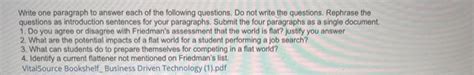 Solved Write One Paragraph To Answer Each Of The Following