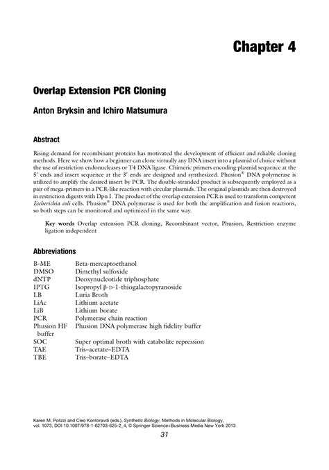 Pdf Overlap Extension Pcr Cloning