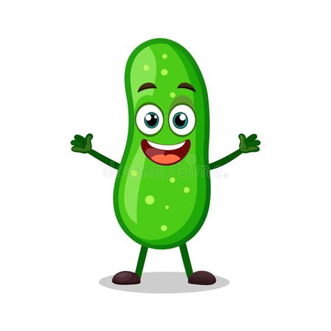 Adorable Exciting Cucumber Slice Cartoon Character Stock Vector