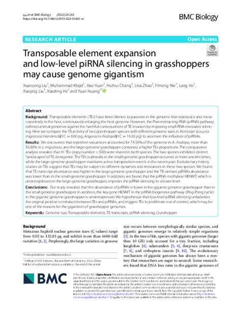 Pdf Transposable Element Expansion And Low Level Pirna Silencing In