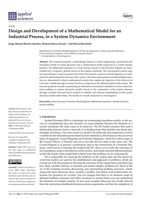 pdf design and development of a mathematical model for an industrial