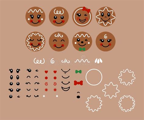 Build Your Own Gingerbread Face Stock Vector Illustration Of