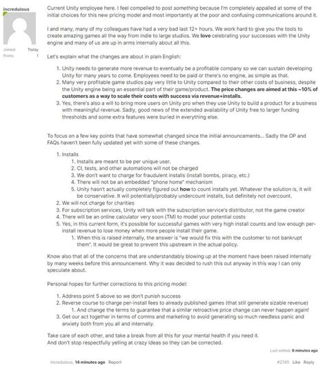 Statement From Alleged Unity Employee Unity Installation Fee