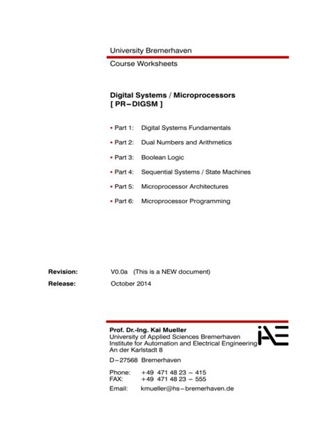 Digital Systems Microprocessors
