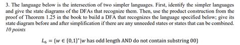 Solved 3 The Language Below Is The Intersection Of Two