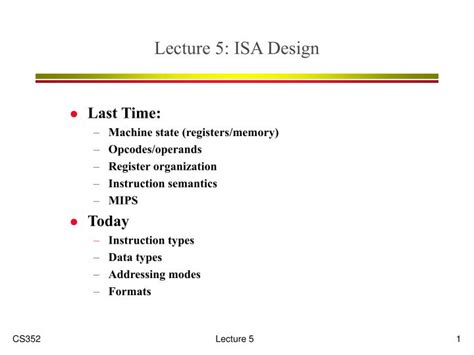 PPT Lecture 5 ISA Design PowerPoint Presentation Free Download ID 3481570