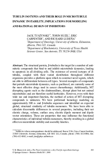 Pdf Tubulin Isotypes And Their Role In Microtubule Dynamic
