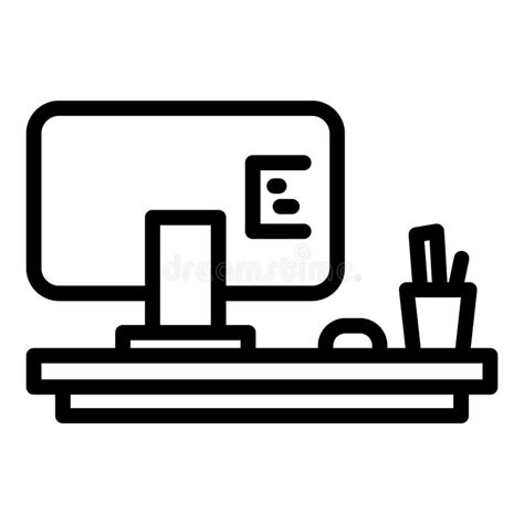 Ergonomic Computer Icon Outline Style Stock Vector Illustration Of